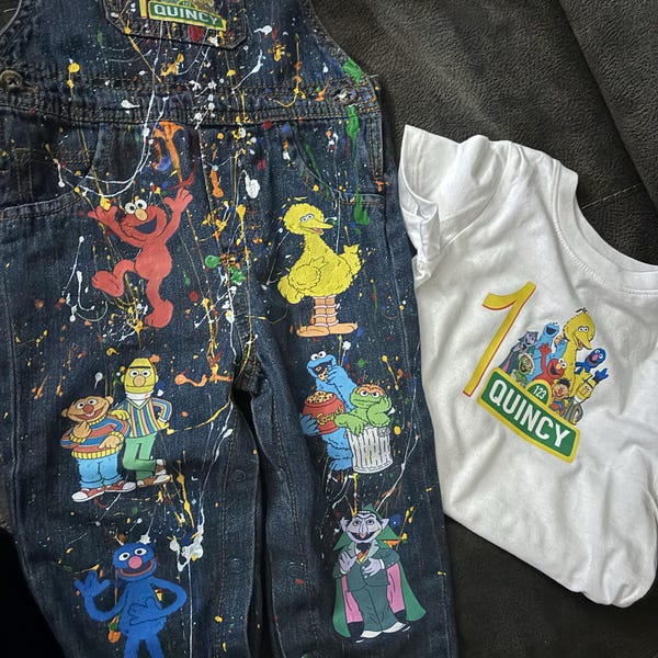 Elmo Overalls, Overalls Birthday Outfit, Custom Overalls, Sesame Street ...