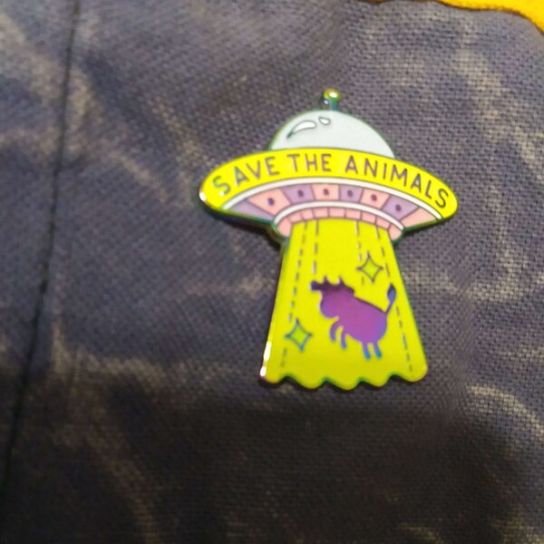 Save the Animals - SOFT ENAMEL PIN - Animal Rights, Iridescent, Glow in ...