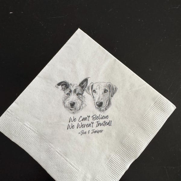 Full Color Personalized Pet Wedding Cocktail napkins Dog Wedding ...