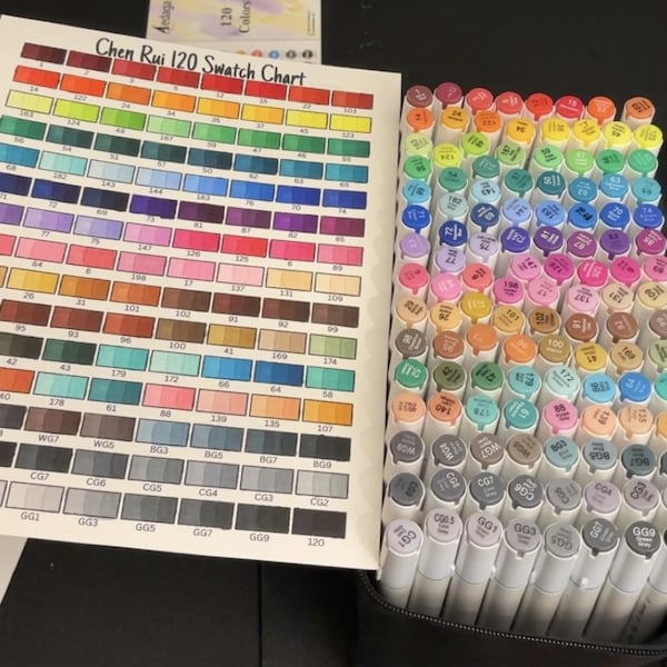 Chen Rui 120 Triple Swatch Chart Single Page A4 Alcohol Markers - Etsy