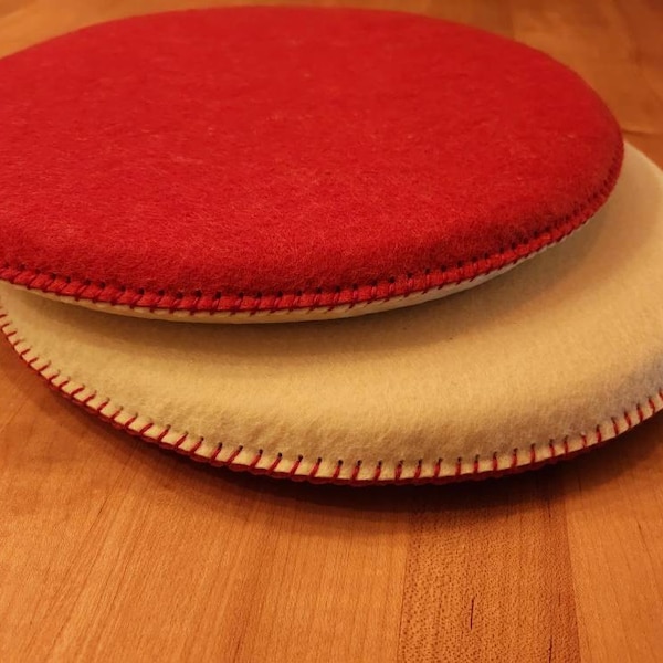 Hand-stitched Felt Round Cushion Handmade Chair Pad Custom Sizes Home ...