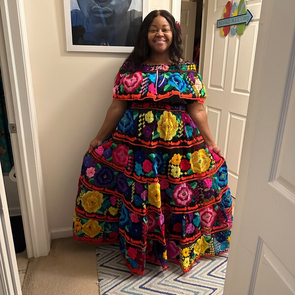 Traditional Chiapas Mexican Dress. Ideal Dress for Folkloric Dance, Quinceañeras and Events ...