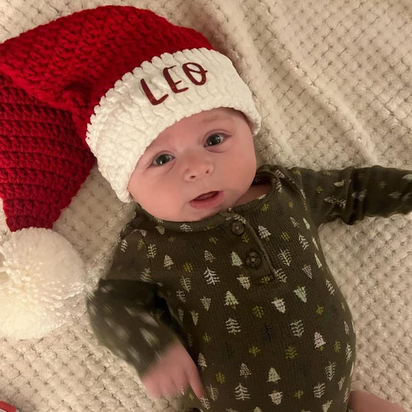 Baby Christmas Personalized Crochet Hat, Customized Santa Baby Hat, New ...