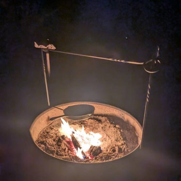 Hand Forged Campfire Cookset With Adjustable Swing Arms (heavy Duty ...