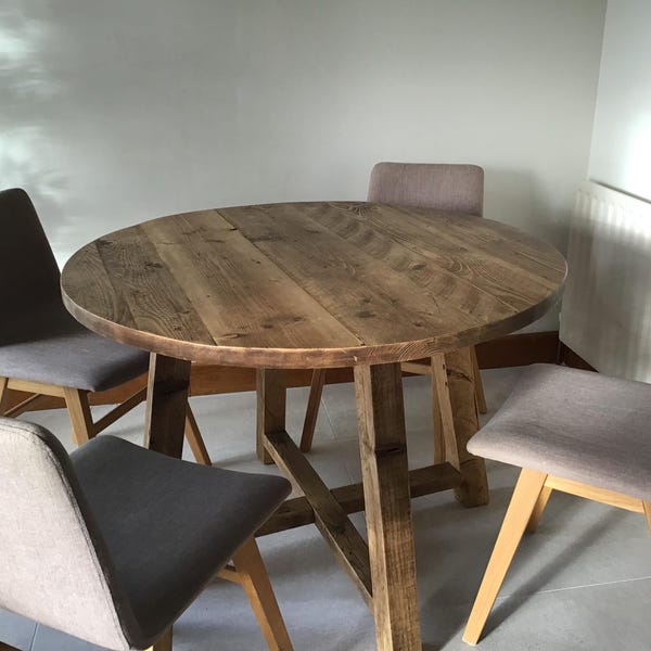 Rustic Solid Wood Round Dining Table / Farmhouse / Kitchen and Dining Room - Etsy UK