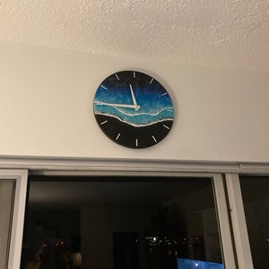 Resin Clock Sand and Ocean Blue Water and White Waves / Beach Art ...