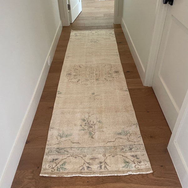 5x9 Muted Pink Green Vintage Turkish Area Rug, 5x9 Pastel Oushak Rug ...