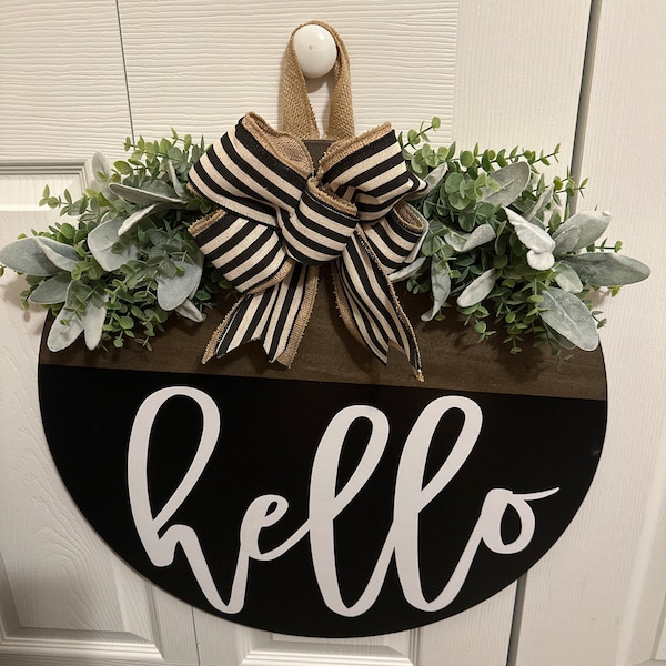 Front Door Decor | Hello | Hello Door Hanger | Wreath | Year Round ...
