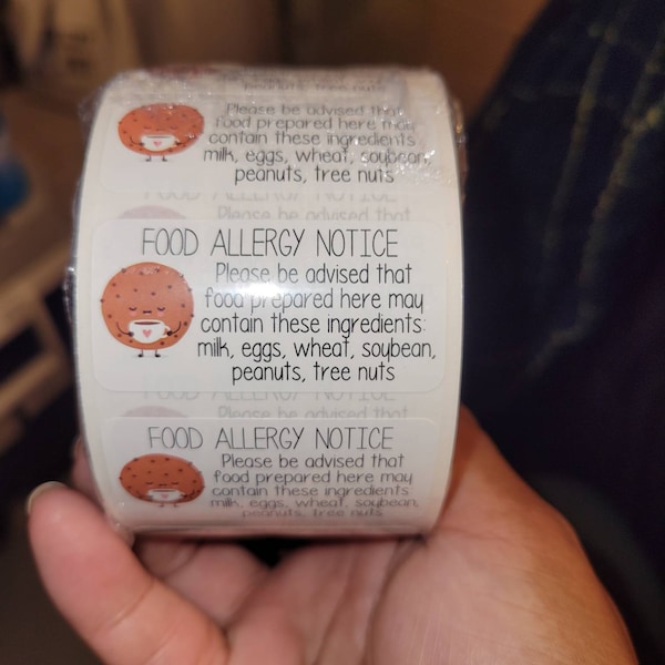 Cute Allergen Stickers, Small Food Labels, Bakery Stickers - Etsy