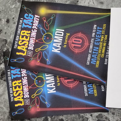 Laser Tag Ticket Birthday Party Printable Invitation, 3x7 Laser Tag ...