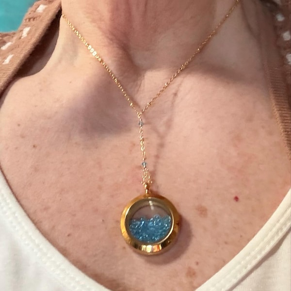 Beveled Glass Locket Necklace, Glass Locket Pendant, Personalized Women ...