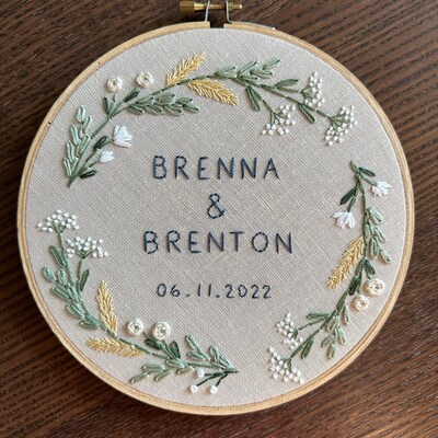 Custom Wedding Embroidery Hoop, Anniversary Gift, Oval Embroidery Hoop ...