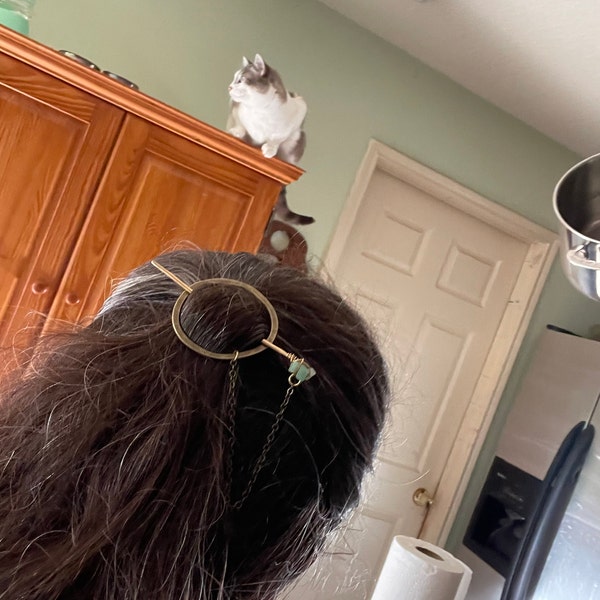 Open Circle Hair Slide Barrette-brass Hair Stick - Round Barrette ...