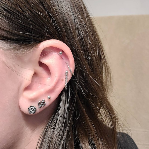 Conch Chain, 2mm Rounded Links Stainless Steel Conch Ear Jacket, Conch ...