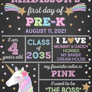 Unicorn First Day of School Sign, Back to School Sign, First Day of ...