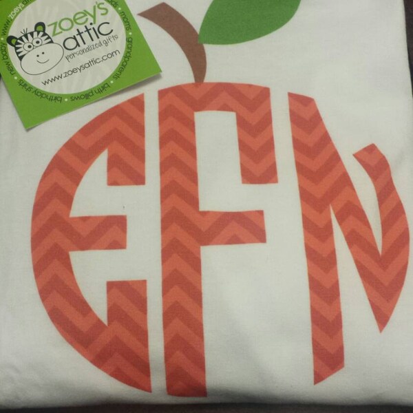 Monogram Shirt for Teachers - Chevron Apple Monogram ADULT Raglan Shirt ...