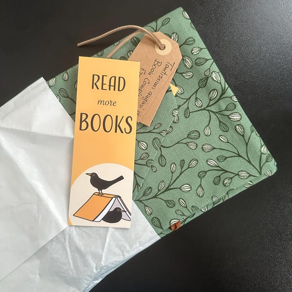 Leaves Book Sleeve Botanical Book Pouch White and Green Book Bag Book ...