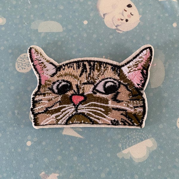 Peeping Cat Iron-on Patch, Cat Badge, Kitty Animal Decorative Patch ...