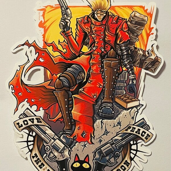 Trigun, Vash the Stampede, Anime Sticker, Vinyl Sticker, Individual Die ...