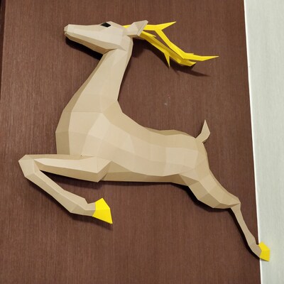 3D Papercraft Deer, Paper Craft Model Stag, Origami Caribou, DIY Kit ...