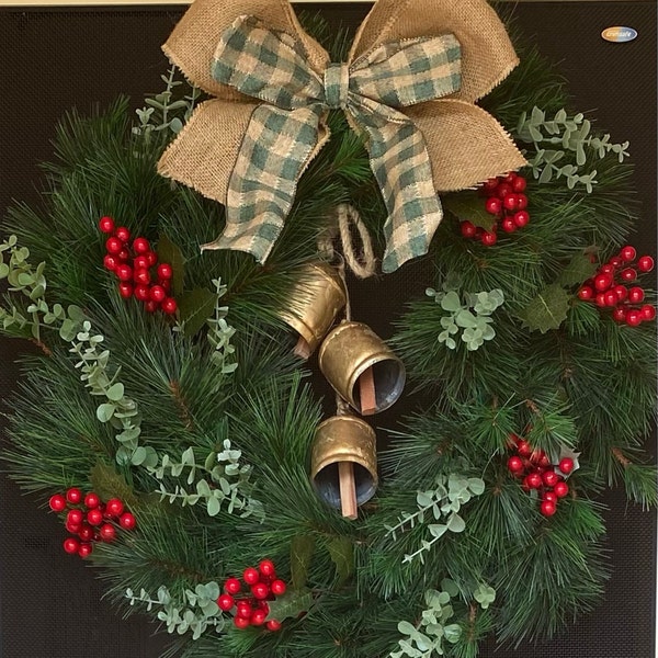 Rustic Gold Bells, Wreath Hanger, Christmas Holiday Decor, Noah Bells ...