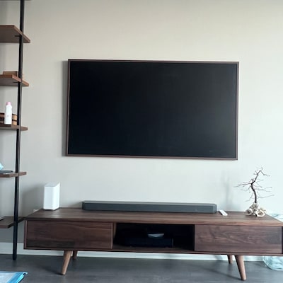 Solid Black Walnut Floating Media Console Cabinet, Entryway Table With ...