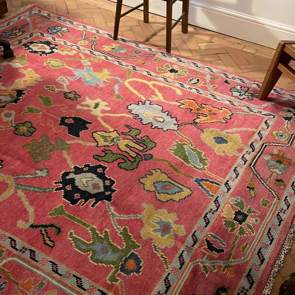 Pink Persian Style Rug 5x8, 6x9, 8x10, 9x12, 10x14 Ft Antique Hand ...