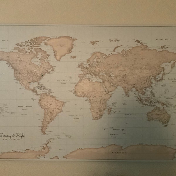 Large World Map Push Pin - Travel Map Pin Board - Travel Destination ...