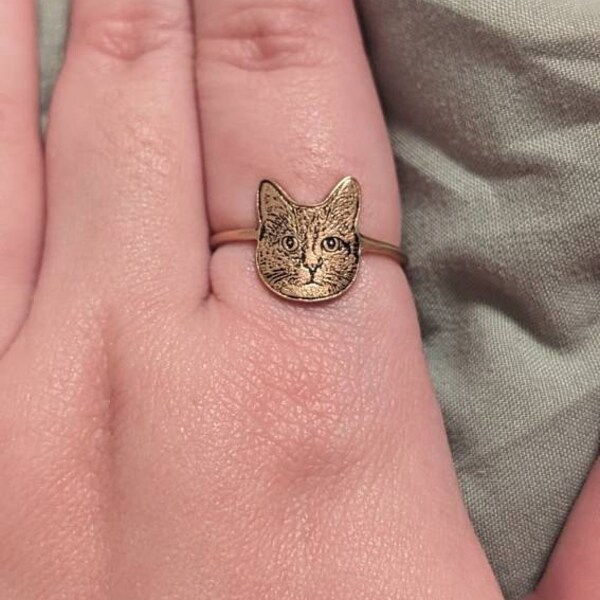 Custom Pet Portrait Ring • Your Pet Ring • Personalized Pet Ring • Cat ...