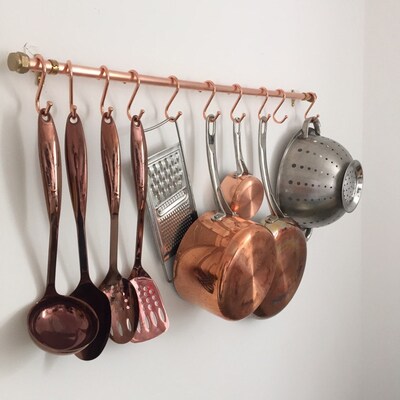 Handmade Copper and Brass Pot and Pan Rack, Copper Rails, Copper ...