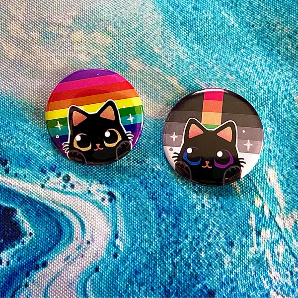 Pride Cat Flags Button Pin - LGBTQ Custom - Trans - Gay - Lesbian ...