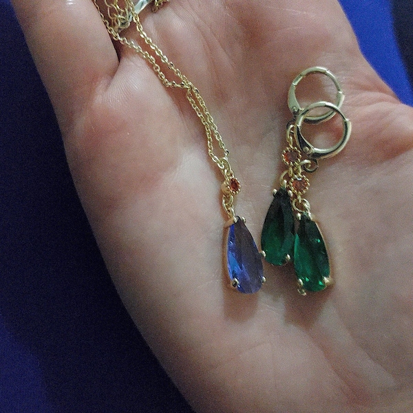 A Set of Crystal Howl Made Necklace Howl Earrings，environmentally ...