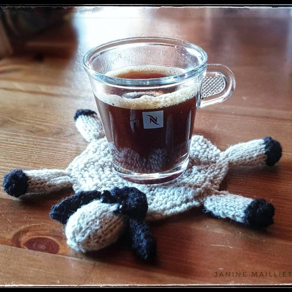 Sheep Coaster Knitting Pattern PDF Easy Knit Beginners Farm Animal Mug ...