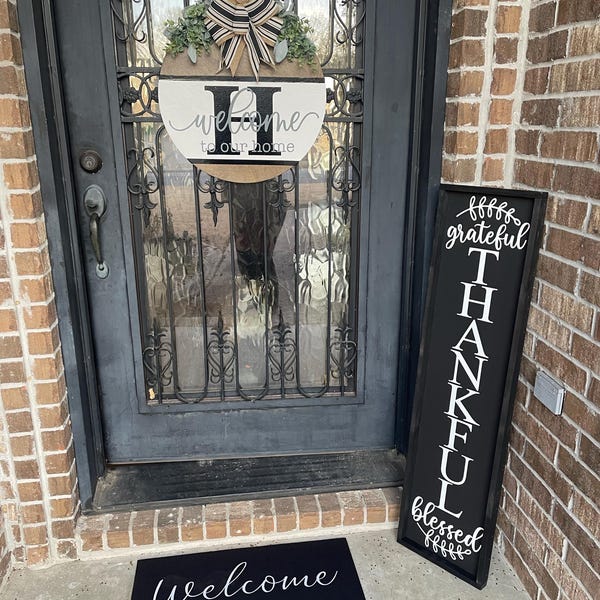 Front Door Decor | Welcome to Our Home | Year Round Wreath | Front Door ...