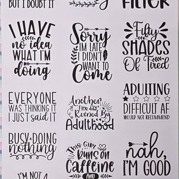 SASSY QUOTES - EC Planner | Planner Stickers | Functional Stickers ...