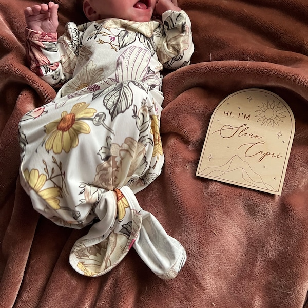 Boho Arch Baby Name Sign, Monthly Milestone, Birth Announcement, Wooden ...