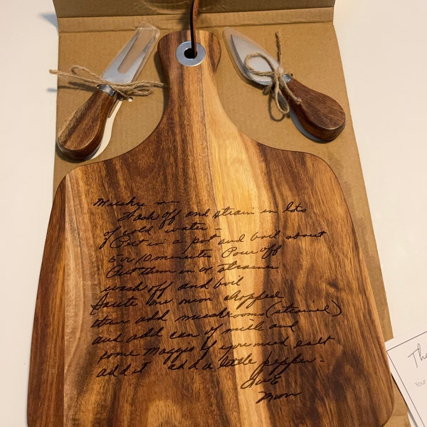 Personalized Recipe Cutting Board - Recipe Engraved - Handwritten Gifts ...