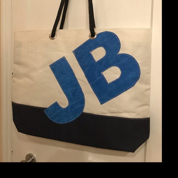 Monogram Tote Bag Upcycled Sail Personalized Shoulder Gift Recycled ...