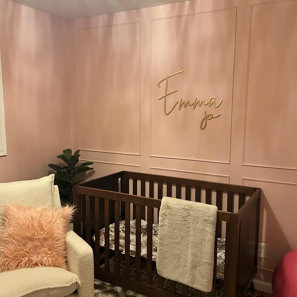 Nursery Name 3D Wood Sign / Cursive Name Laser Cut/ Custom Name Feature ...