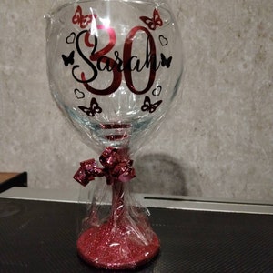 Personalised Bumble Bee Birthday Glitter Glass Gift for Her Gift for ...