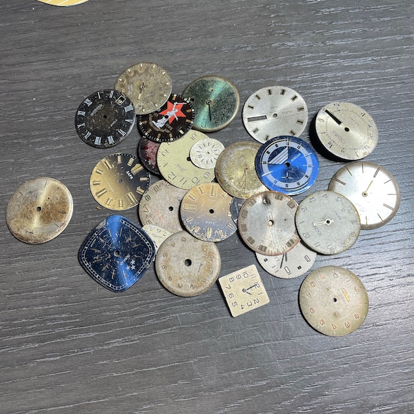 Vintage Watch Face Dials - Set of 20 - Old Watch Parts, Junk Journal ...
