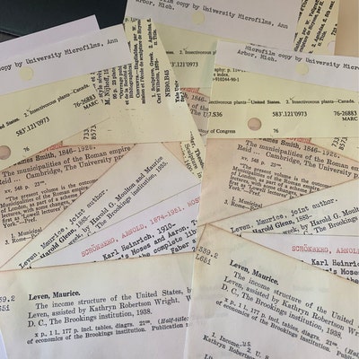 100 Vintage Library Catalog Cards, Random Assortment Authentic Library ...