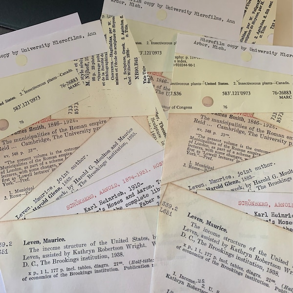 100 Vintage Library Catalog Cards, Random Assortment Authentic Library ...