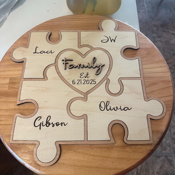 Unity Ceremony Puzzle, Rustic Style Puzzle, Removable Puzzle Pieces ...