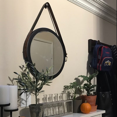 Black 24 Round Mirror Belt Mirror. Mid-century Modern - Etsy