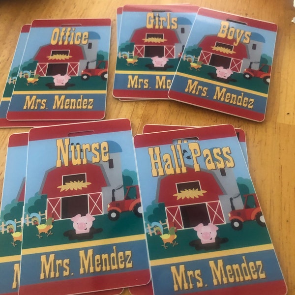 Farm Theme Classroom Hall Passes for Teachers, Personalized, Hall Pass ...