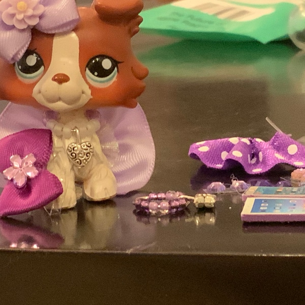 Littlest Pet Shop LPS 12 PC Clothes PURPLE Accessories Grab Bag Custom ...