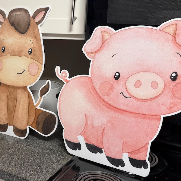 Farm Animal Cutouts Cute Watercolor Farm Cutouts Centerpieces Farm ...