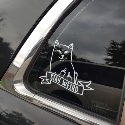 Cat Middle Finger Vinyl Decal, Car Decal, Laptop Decal, Funny Cat ...