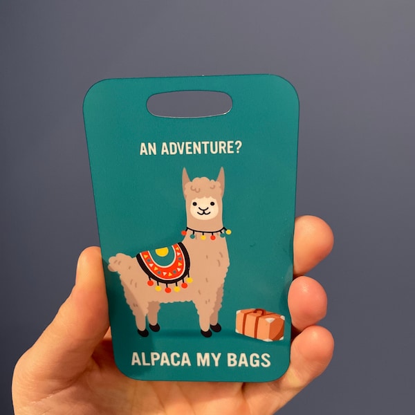Personalized Metal Alpaca Luggage Tag - Etsy